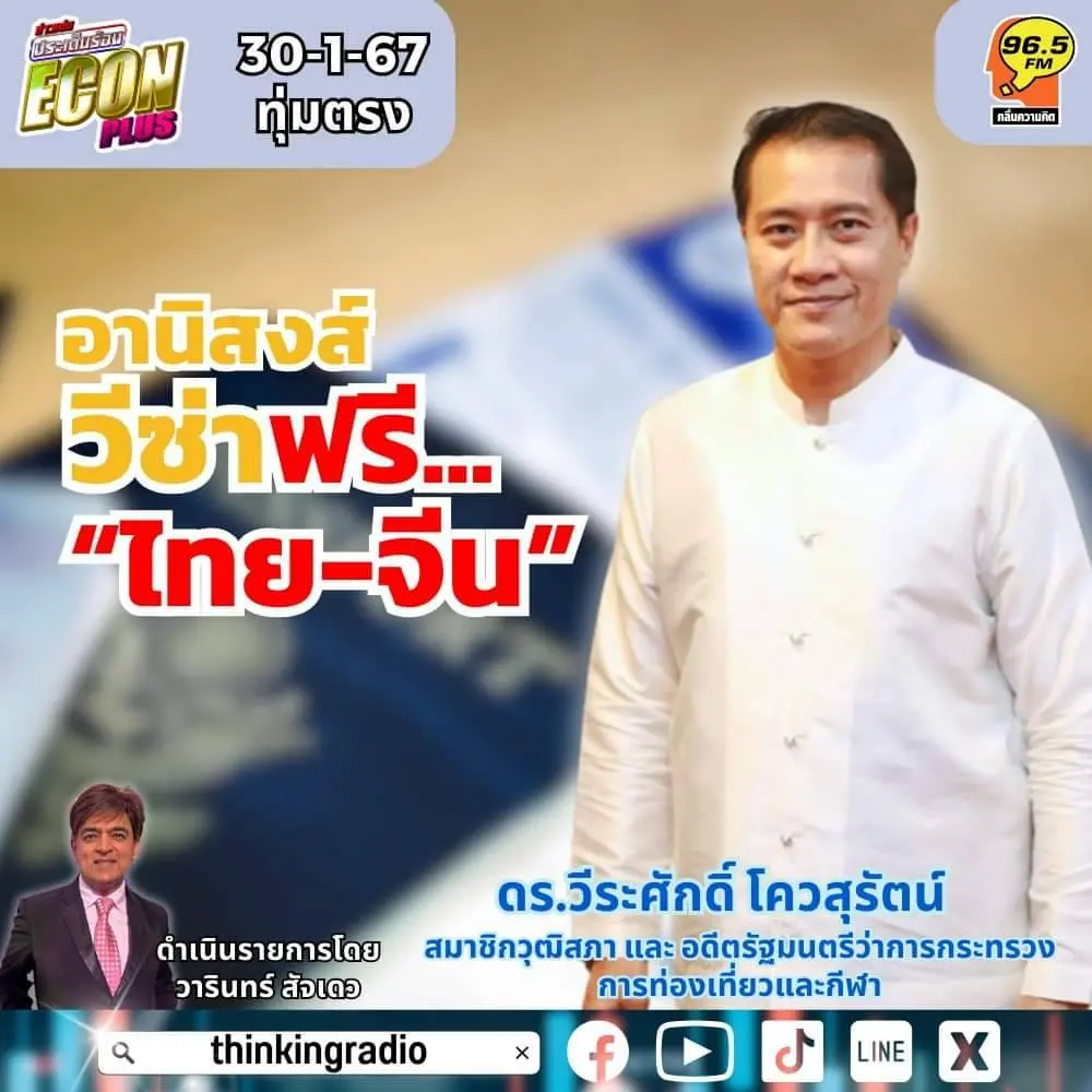 ECON Plus วีซ่าฟรี...“ไทย-จีน” กระตุ้นเศรษฐกิจ ฟื้นท่องเที่ยวได้มากแค่ไหน - วีระศักดิ์ โควสุรัตน์